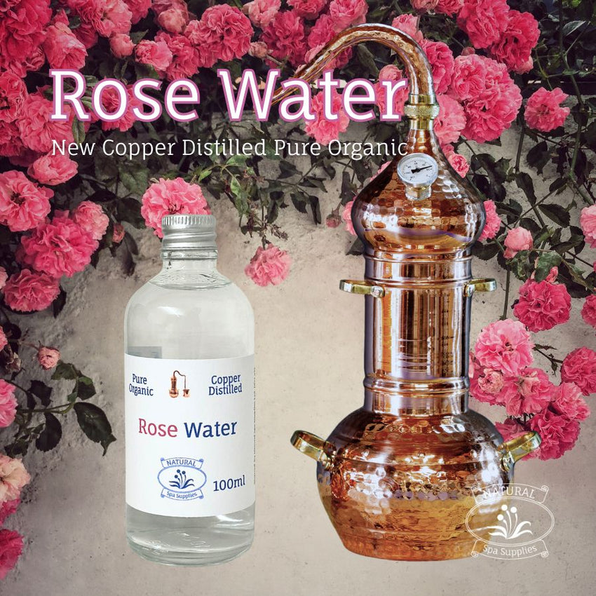 Pure Organic Copper Distilled Rose Water - Natural Spa Supplies